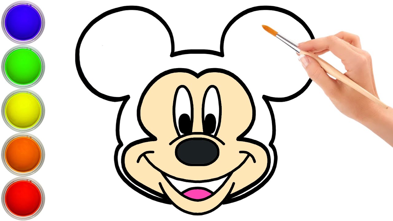 How to draw Face Mickey Mouse / Draw Mickey / Disney Character drawing ...