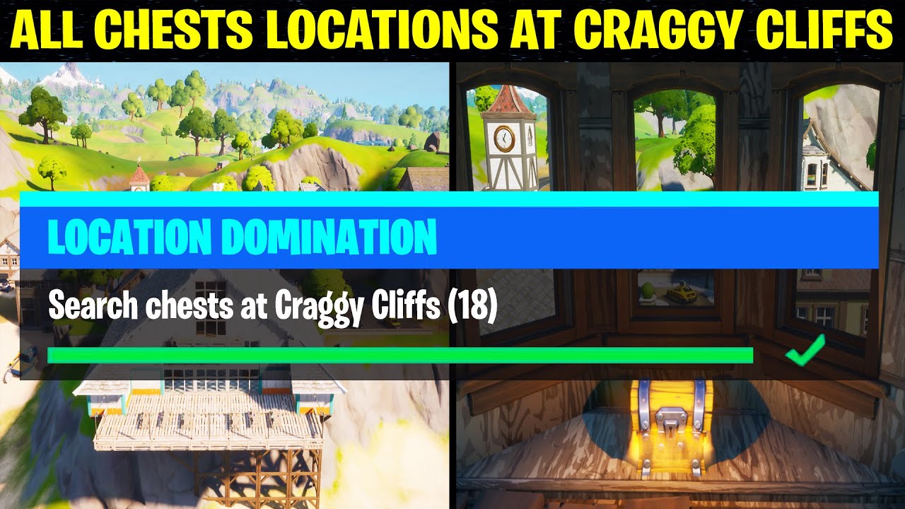 Search chests at Craggy Cliffs - All Locations - Fortnite (Week 13 ...
