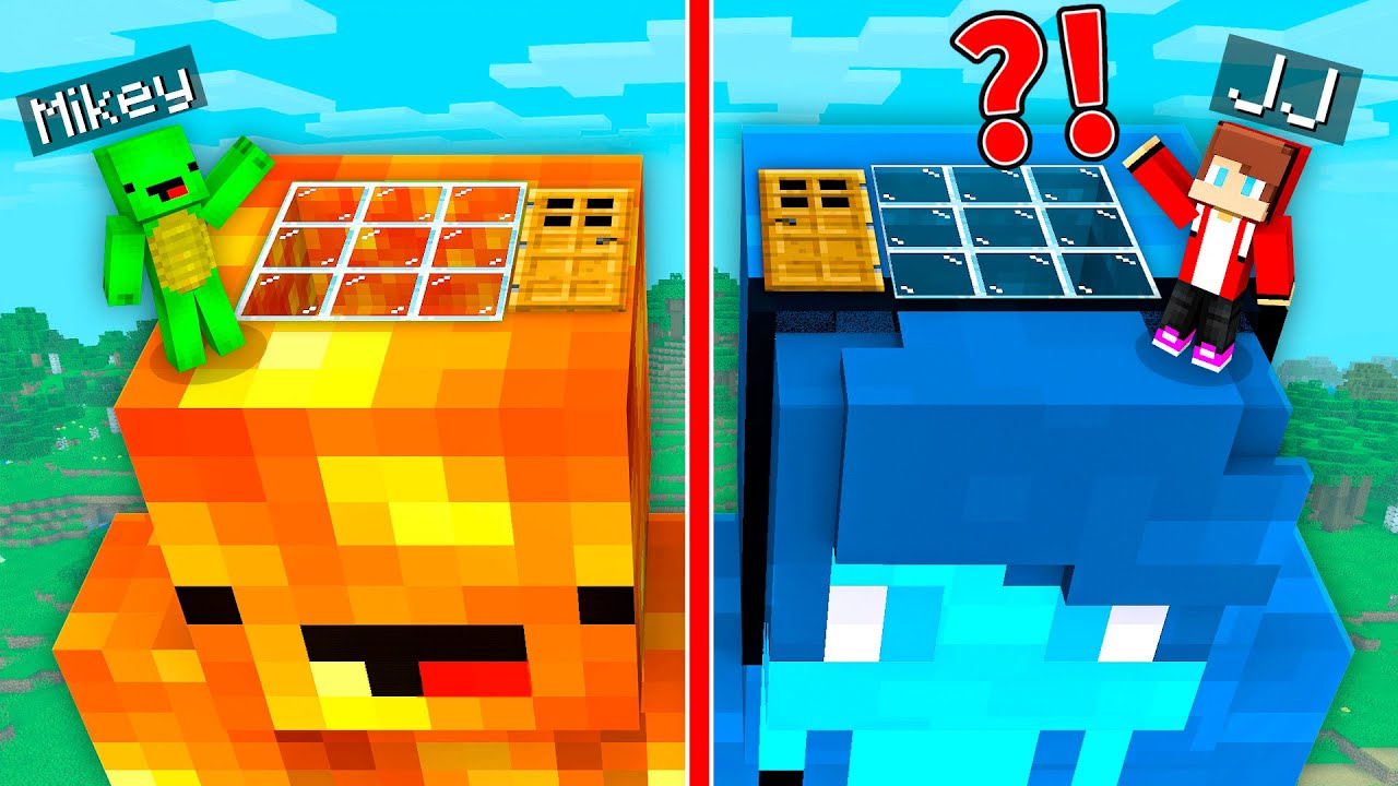 Mikey LAVA vs JJ WATER Statue BASE in Minecraft ! - Maizen - YouTube