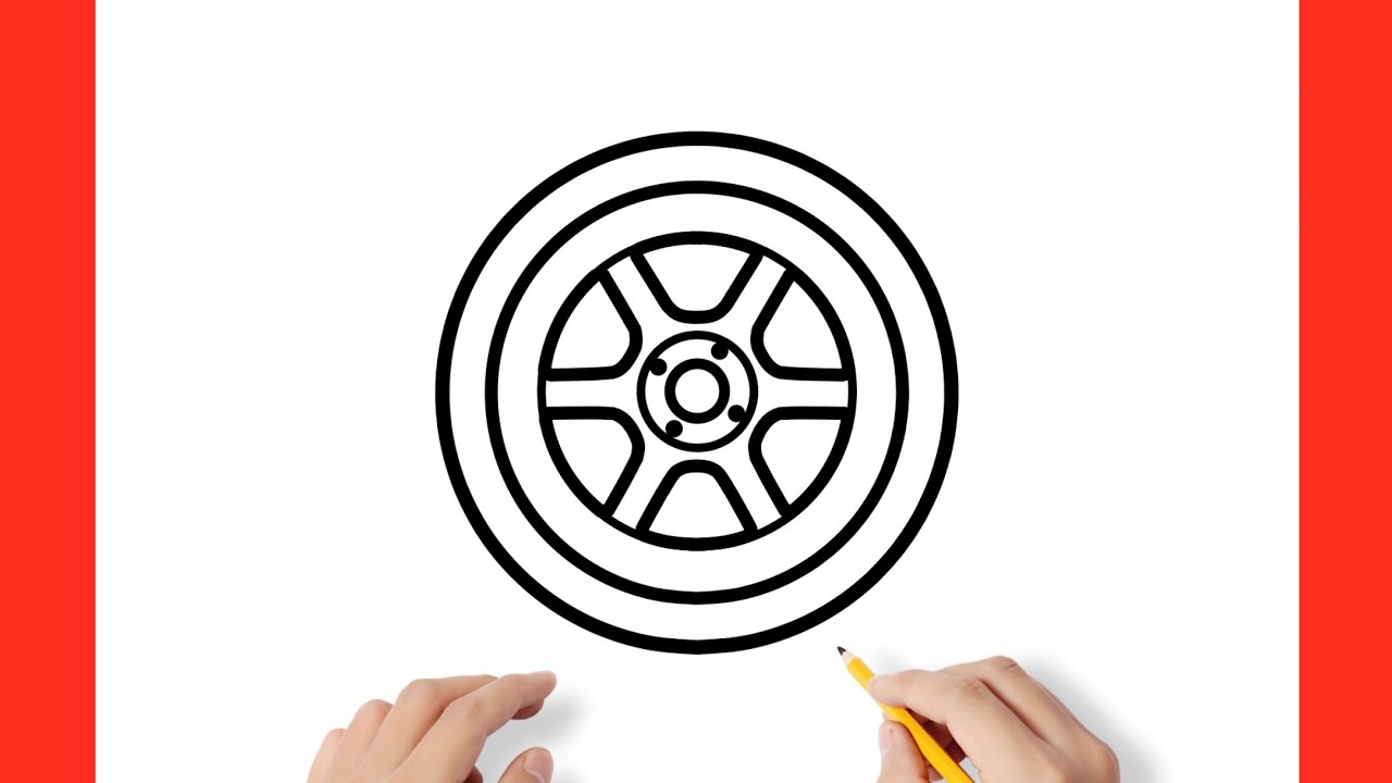 How to draw a WHEEL step by step / drawing car tire easy - YouTube