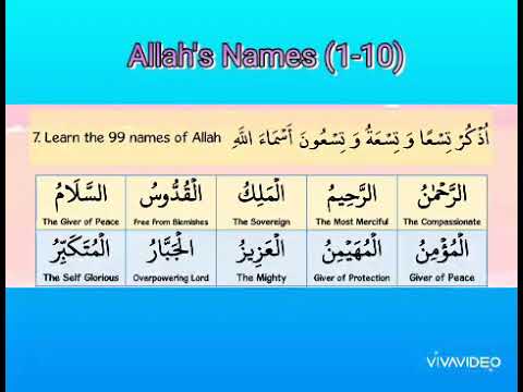 Aqeedah- Names of Allah (1-10) Tazkiya pg 25
