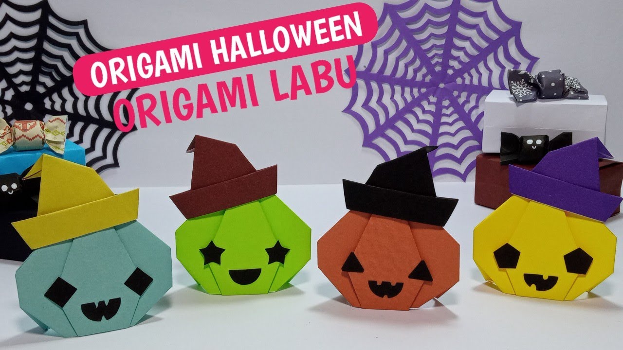 Membuat Kertas Origami Labu Bertopi |Kerajinan Halloween DIY - YouTube