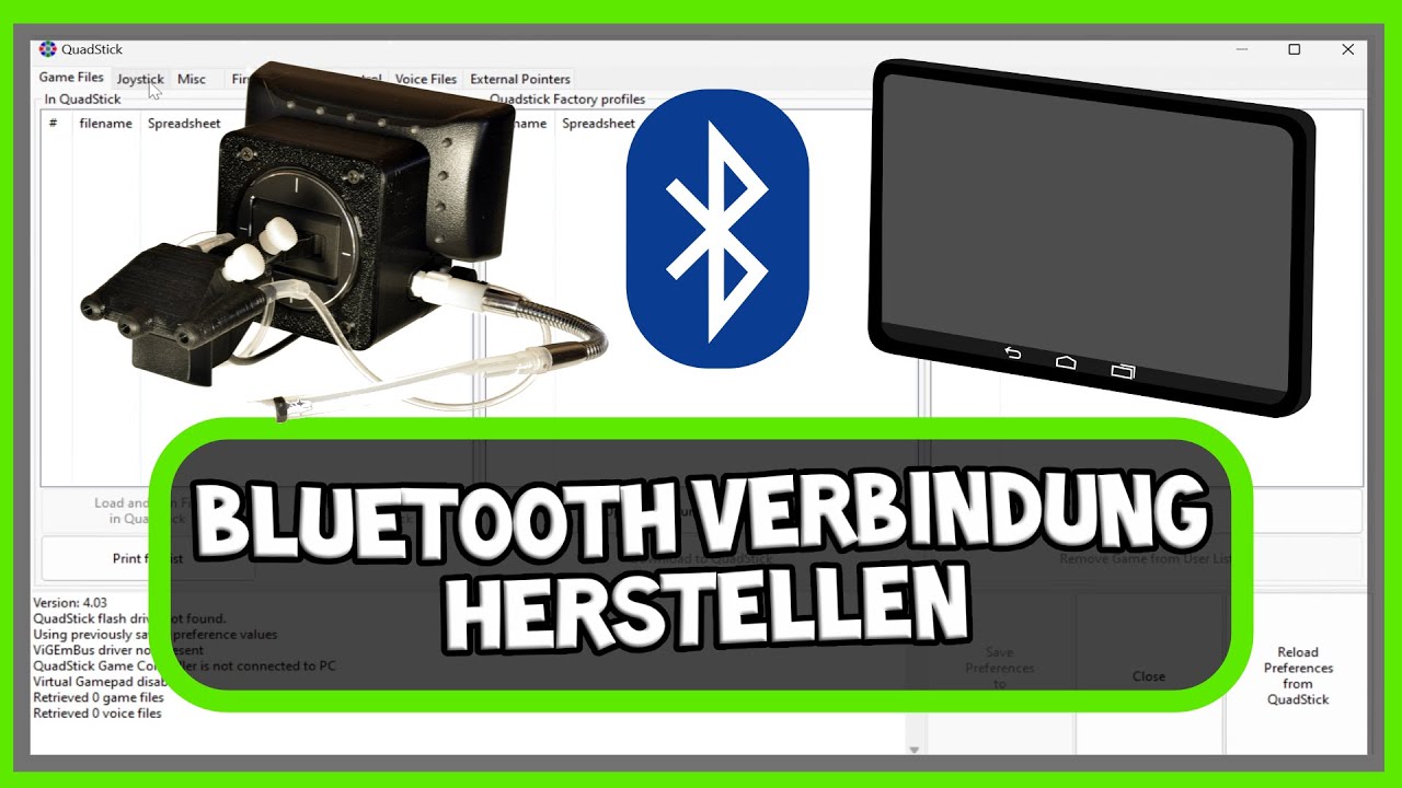 Bluetooth-Verbindung mit dem Quadstick herstellen - YouTube