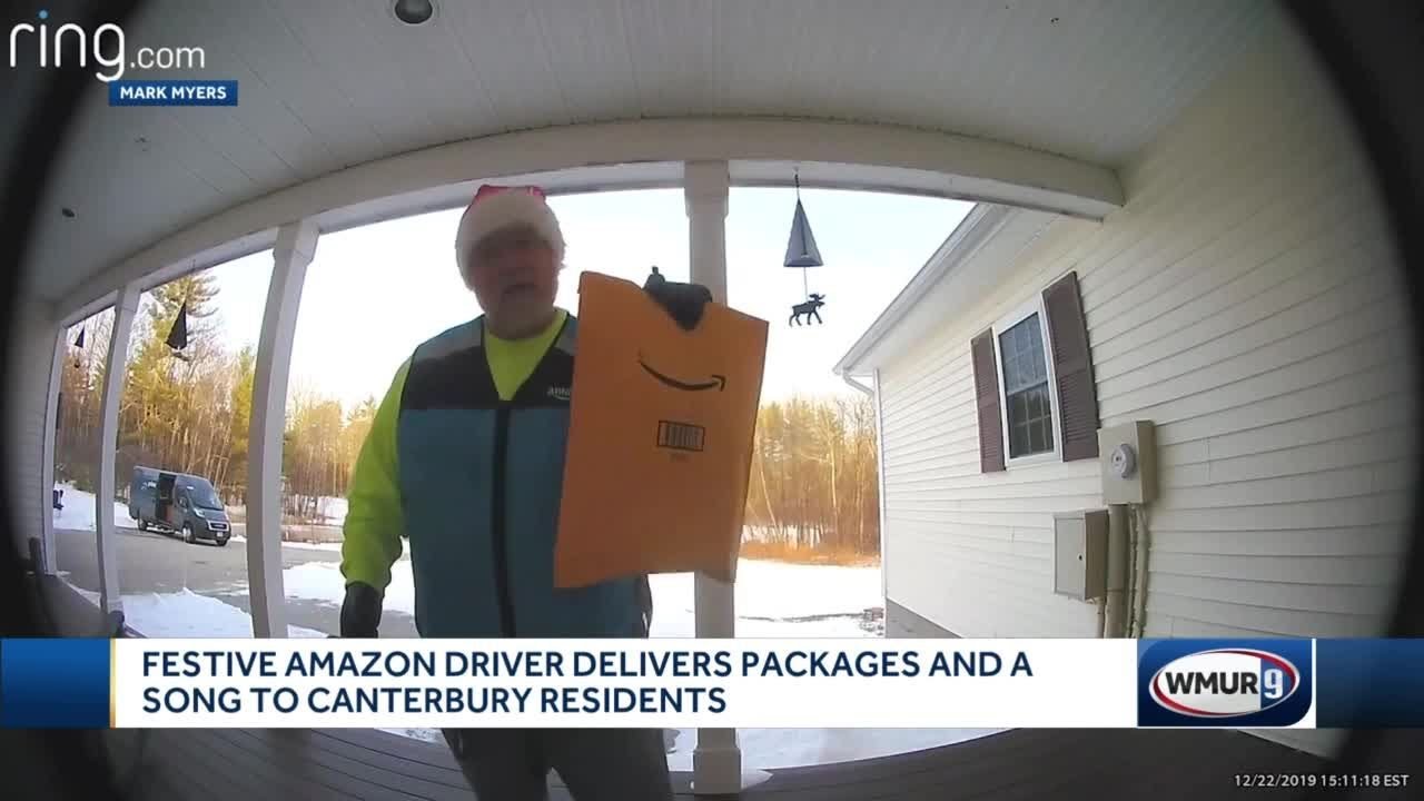 Singing Amazon delivery driver caught on doorbell cam spreading holiday ...