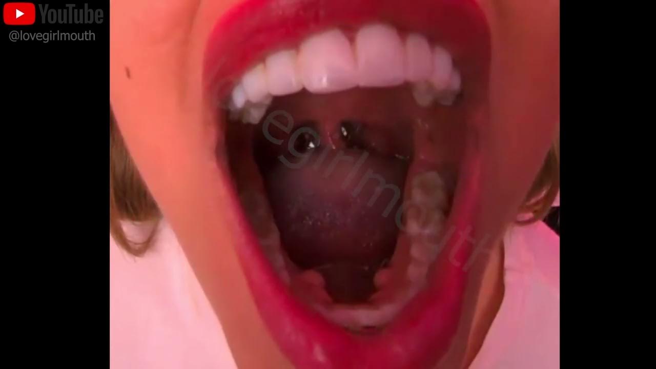 Mouth tour open mouth uvula girl Teeth tongue throat girl uvula braces - YouTube