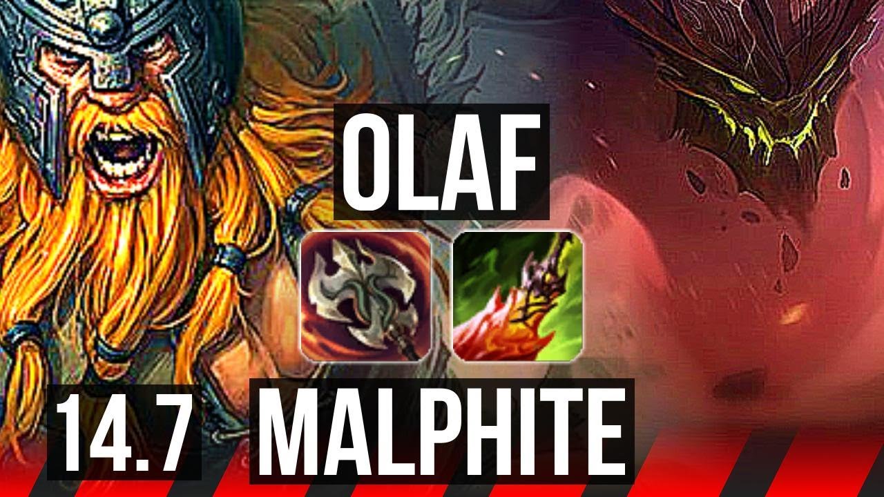 OLAF vs MALPHITE (TOP) | 10 solo kills, 1400+ games, Legendary, 15/4/5 ...