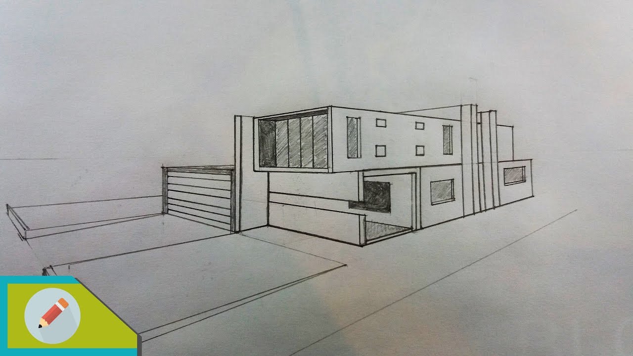 Awesome Modern House in 2 Point Perspective - YouTube