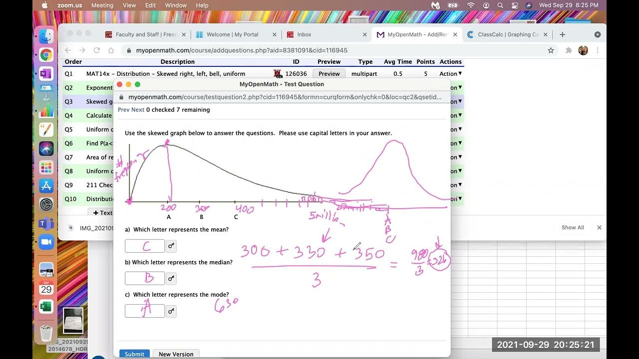 Skewed graph - Identify mean, median, mode - YouTube