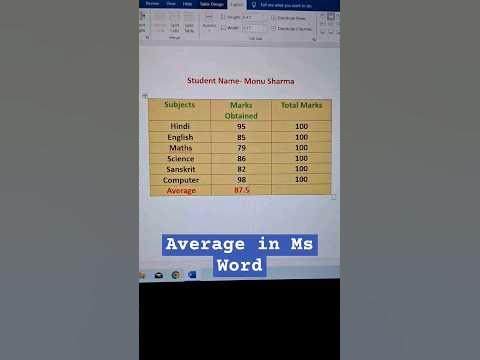 How to calculate Average in MS word | Average in MS word #microsoft # ...