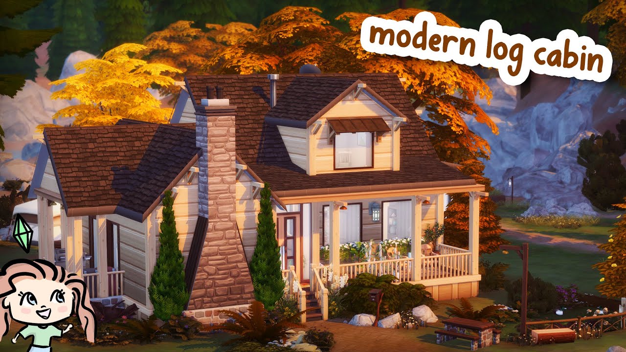 Modern Log Cabin 🌲 || The Sims 4 Speed Build - YouTube