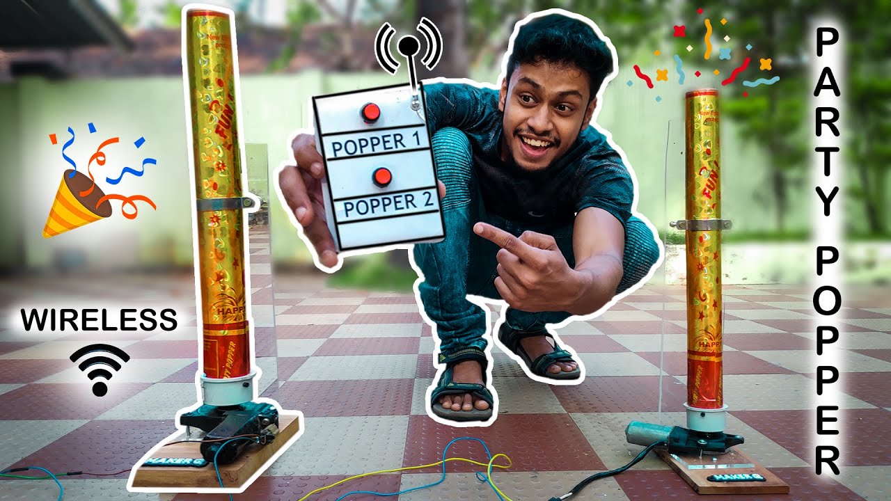 how to make Remote Controlled PARTY POPPER | പാർട്ടി പോപ്പർ വയർലസ് ആയി ...