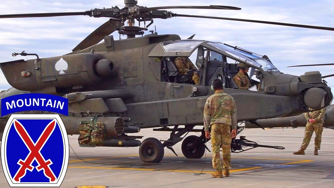 US Army: AH-64 Apache attack helicopters during military exercises in ...