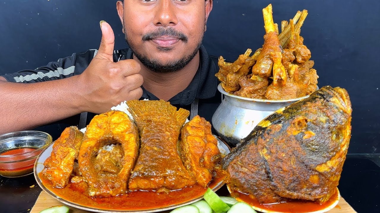 Eating Spicy Rohu Fish Curry,Hundi Mutton Curry,Fish Head Curry With ...