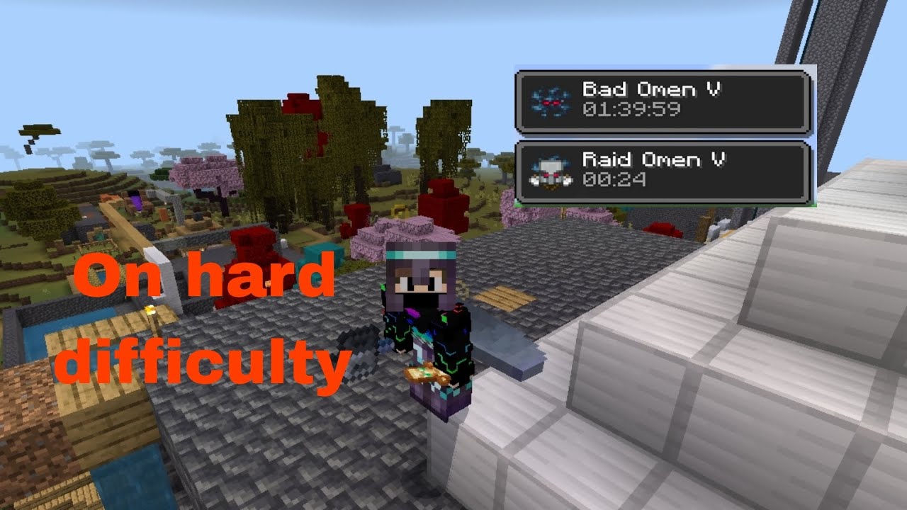 Minecraft Bedrock Bad omen V raid on hard difficulty - YouTube
