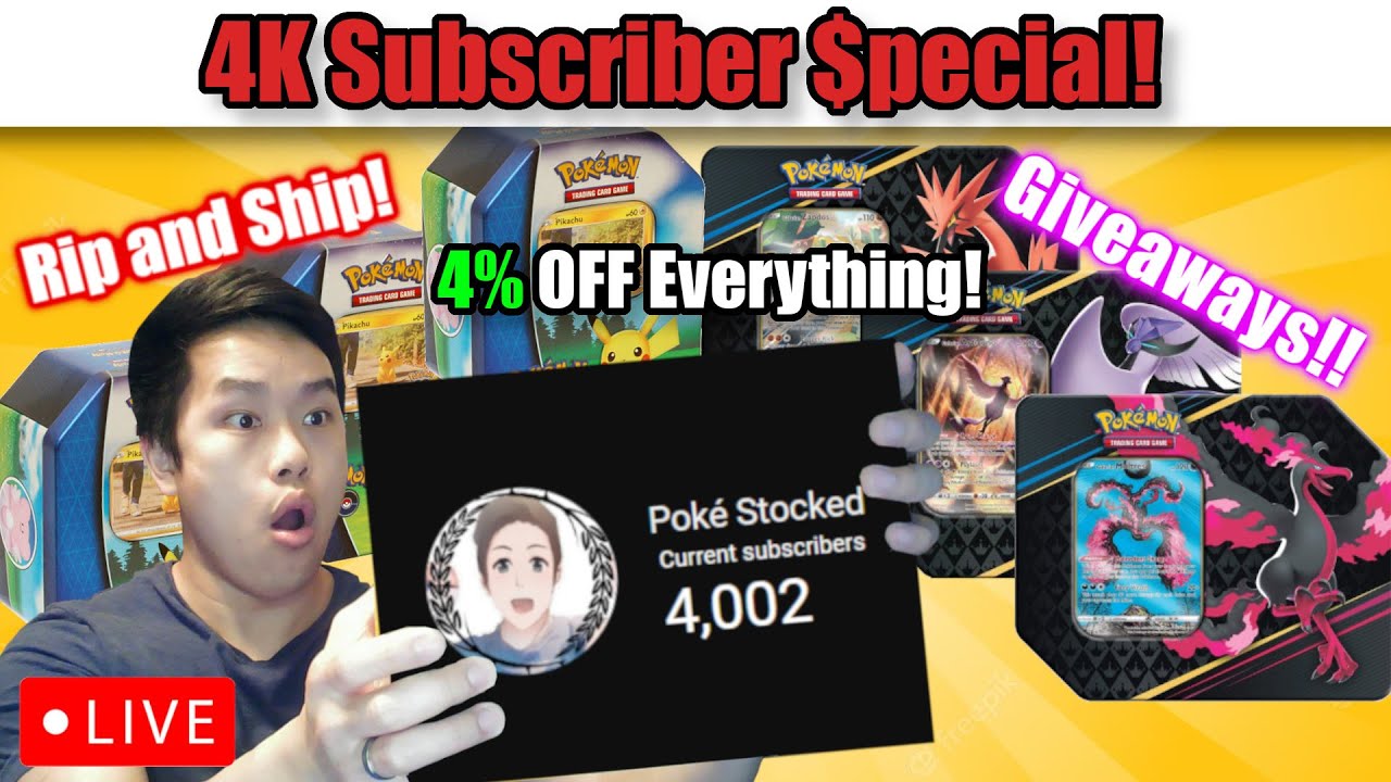 🔴 LIVE - WE HIT 4K SUBS - POKEMON TCG $PECIAL - GIVEAWAYS - Q&A - CHILL ...