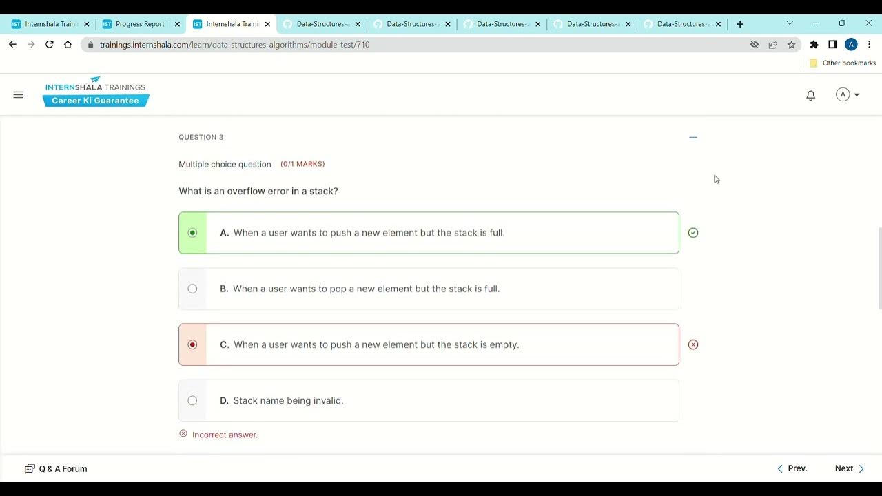 Internshala Trainings || Internshala DSA Module 5 || Answer Sheet DSA || training - YouTube