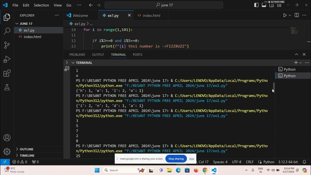 PYTHON CLASS 16 PROBLEM SOLVING PART 2 - YouTube