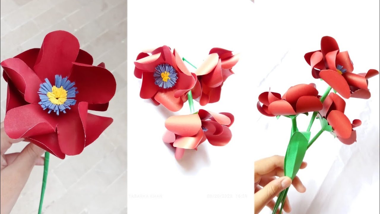 diy simple + beautiful poppy flower | how to make paper flower | easy ...