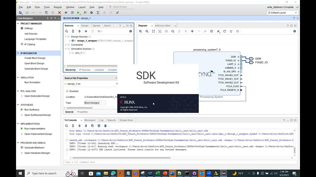 Displaying "Hello World" Using the UART on the Zynq Processor on the Xilinx Zedboard - YouTube