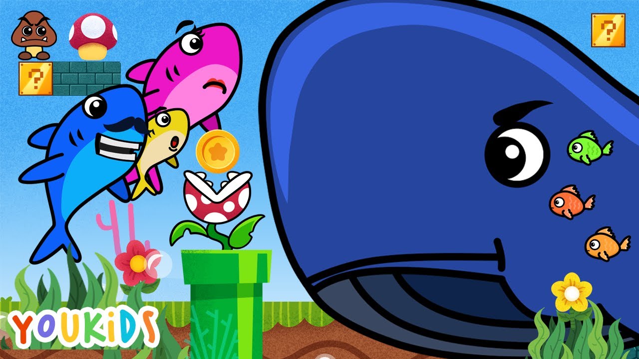 Baby Shark In Mario Game | YouKids Nursery Rhymes - YouTube