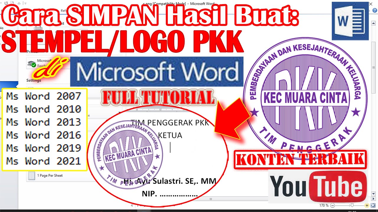 Cara Simpan Hasil Buat Stempel atau Logo PKK Ke JPG, PNG di Ms Word 2007, Word 2010 dan ...