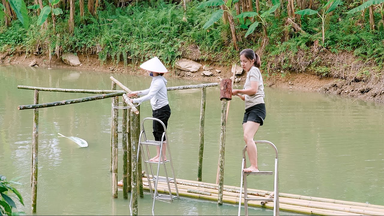 100 days to build bamboo house on the lake, the girl has great ...