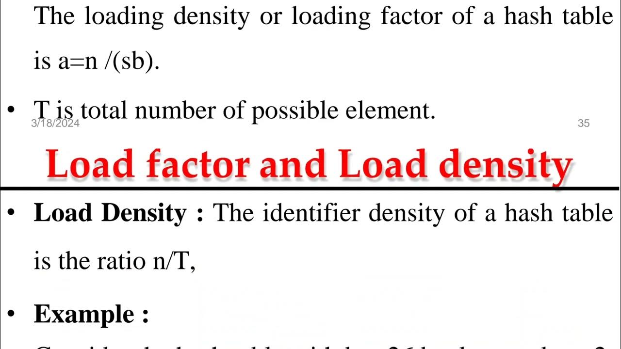 definitions of open and closed hashing, load factor with example - YouTube