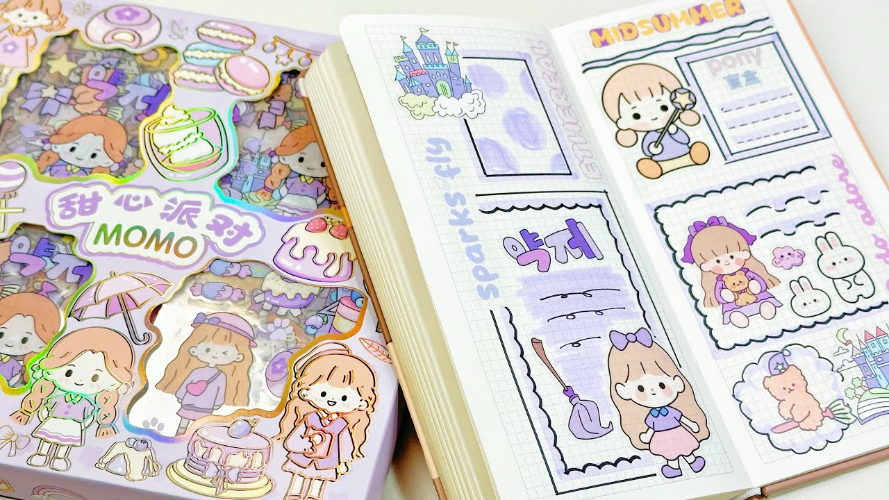 stickers journaling 💜💜cute Momo sticker🌈 Immersive ASMR bullet journal ...