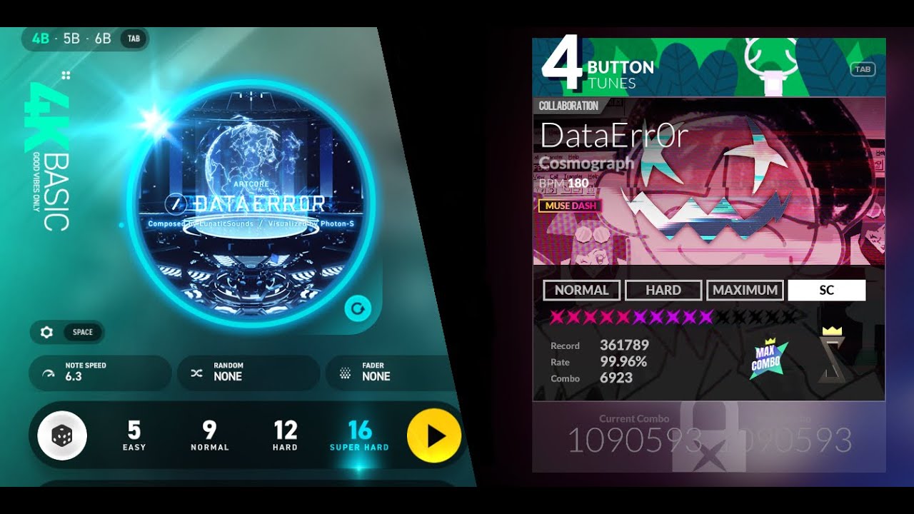 [EZ2ON, DJMAX Chart Comparison] DataErr0r (4K SHD, 4B SC) - YouTube