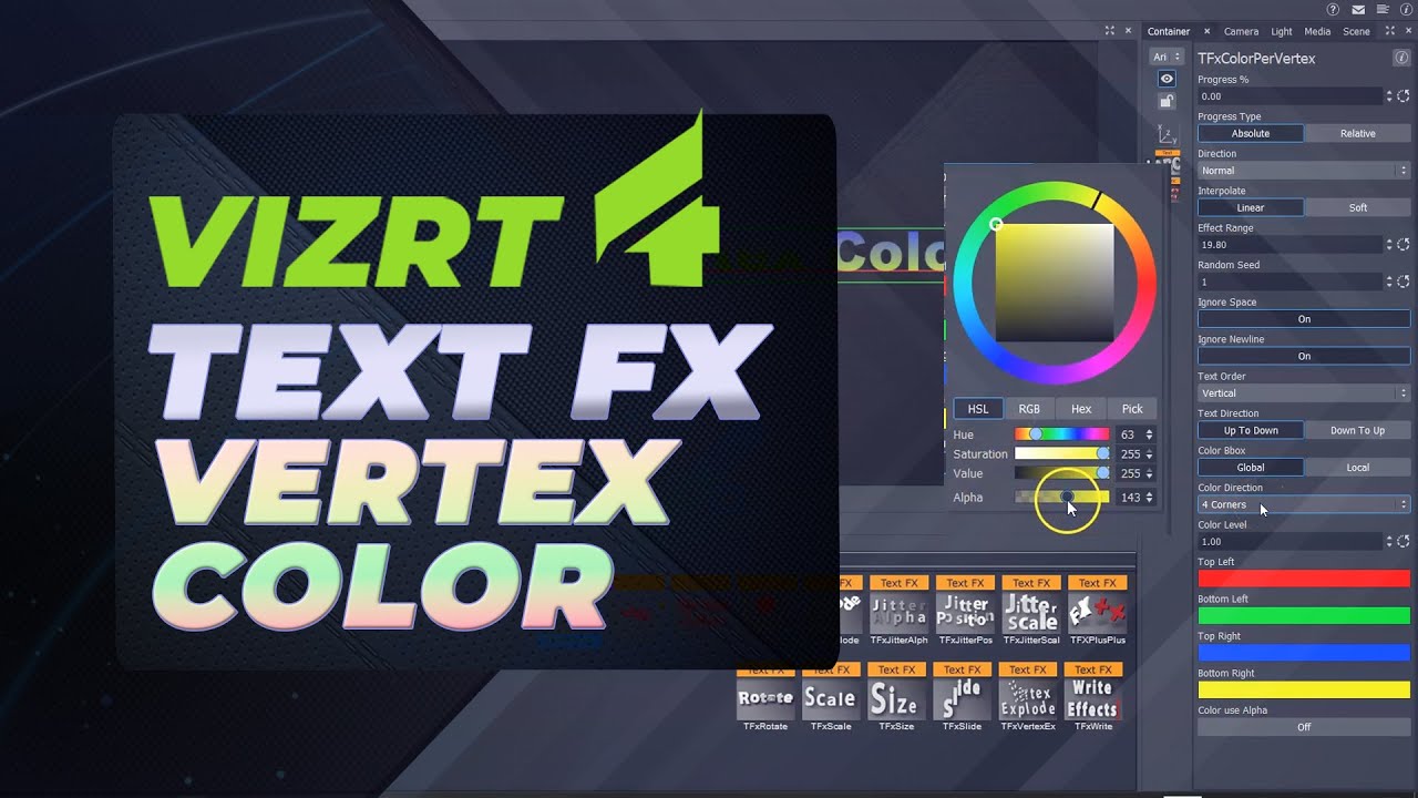 Vizrt 4 Text FX Vertex Color Plugin Tutorial - YouTube