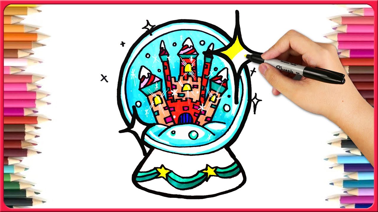 Learn the Easy Snow Globe Drawing 🔮 Snow Globe Crystal Ball - YouTube
