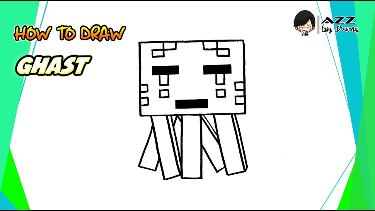 How To Draw Ghast Minecraft Step By Step Youtube