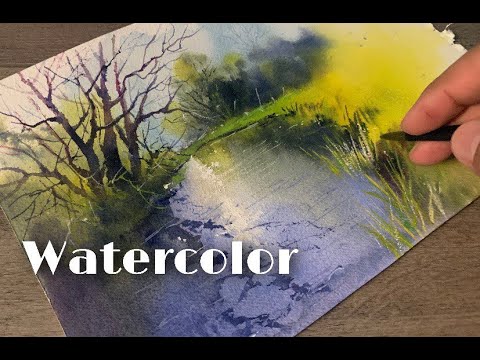 Simple Landscape In Watercolor - YouTube
