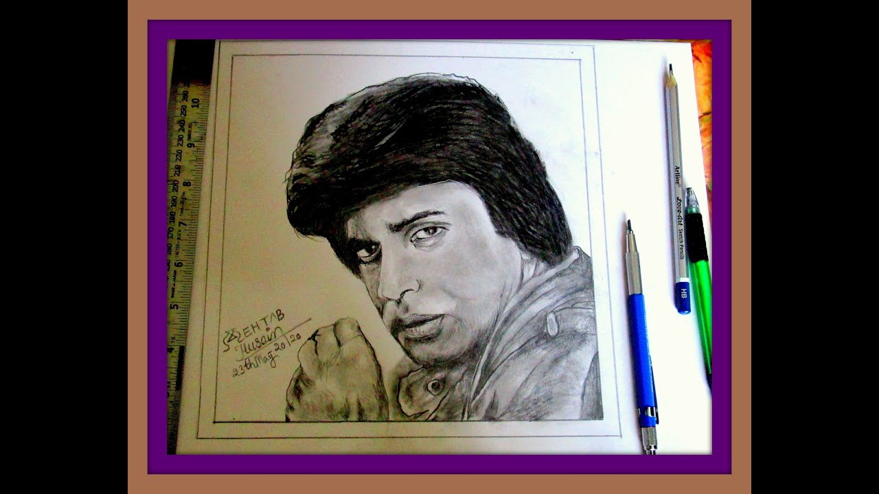 Mithunda / mithun chakraborty /charcoal pencil drawing - YouTube