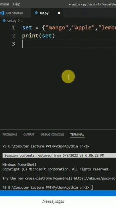 Python Set Python Programming Coding Codewithneeraj Youtube