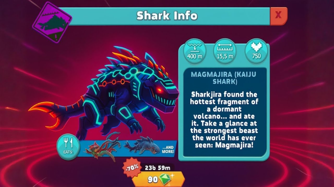 GOT CYBERPUNK MAGMAJIRA 70% OFF - Hungry Shark Evolution - YouTube