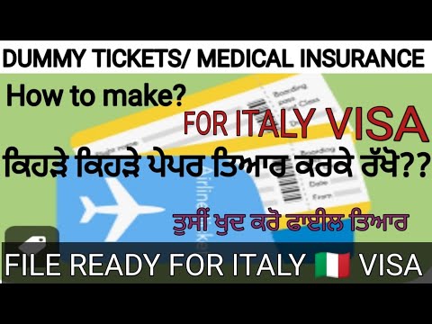 FILE READY FOR ITALY VISA, DUMMY TICKETS, TRAVEL MEDICAL INSURANCE ...