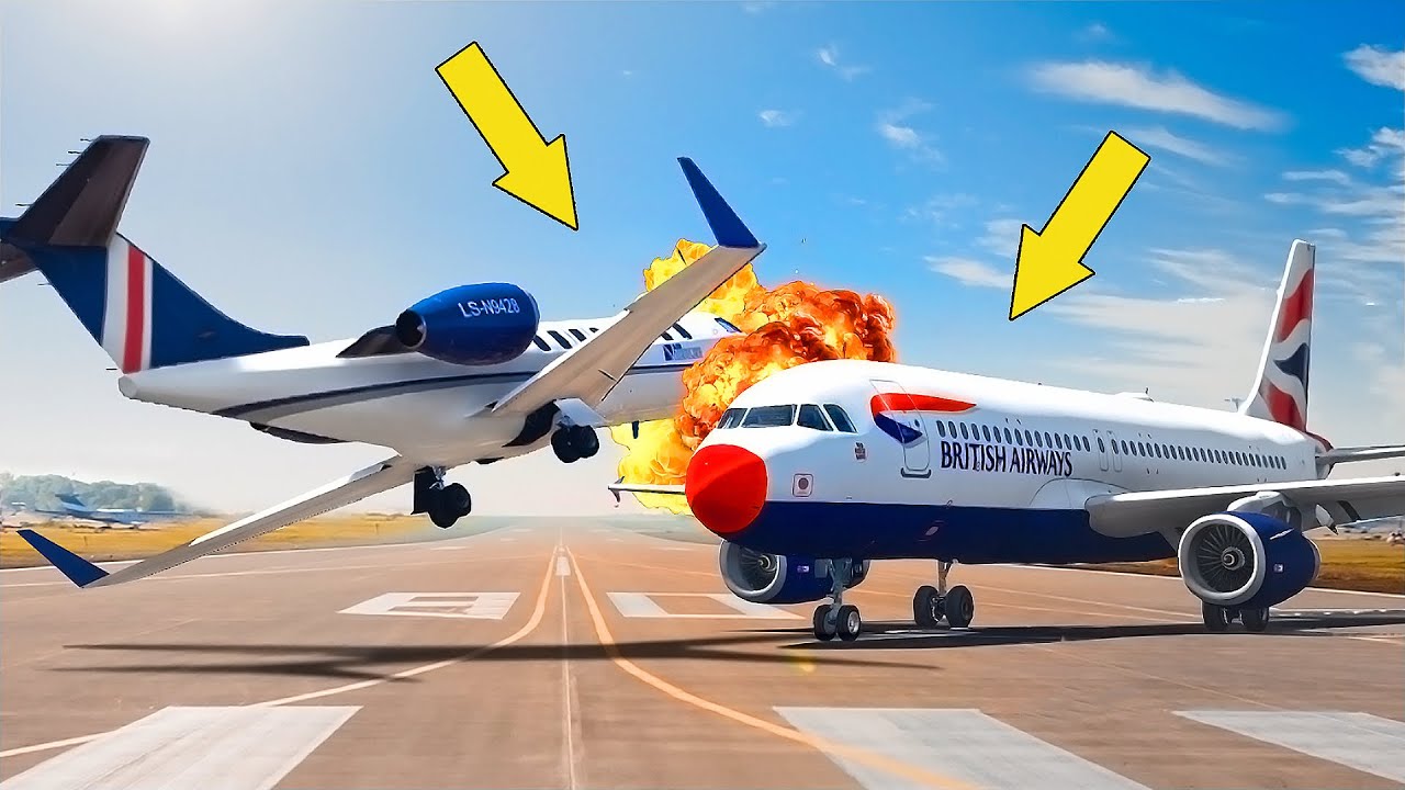 TRAGIC Collision of TWO Airplanes | A320 Crash on the Runway - YouTube