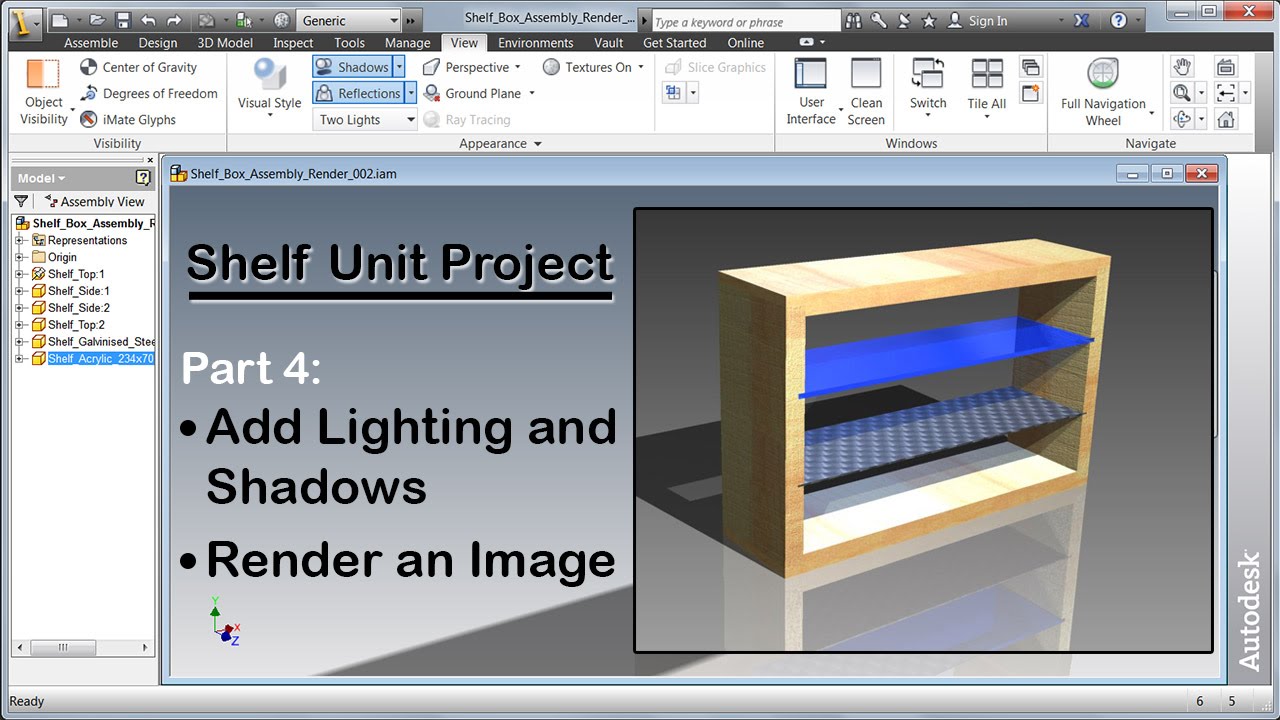 Inventor Shelf Unit Project - Part4 - How to Render an Image - YouTube