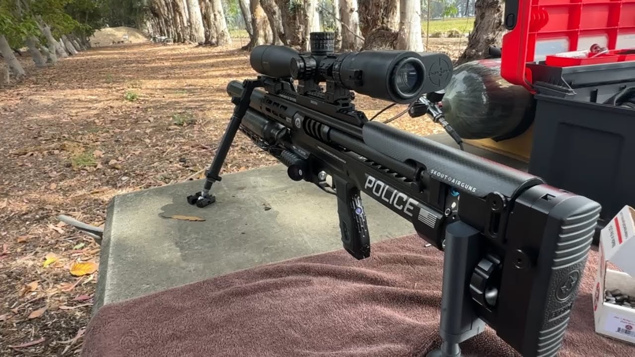 Skout EVO .25cal, testing new barrel with slugs at 100 yards. - YouTube