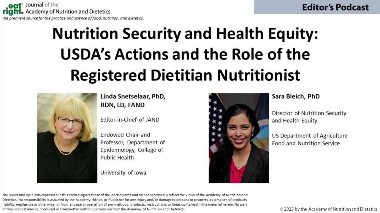 Nutrition Security & Health Equity: USDA’s Actions & the Role of the RDN - YouTube