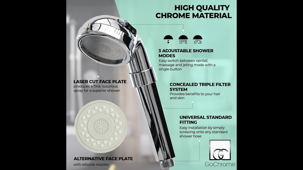 Shower head with filter by GoChrome, advert summer 22 - YouTube