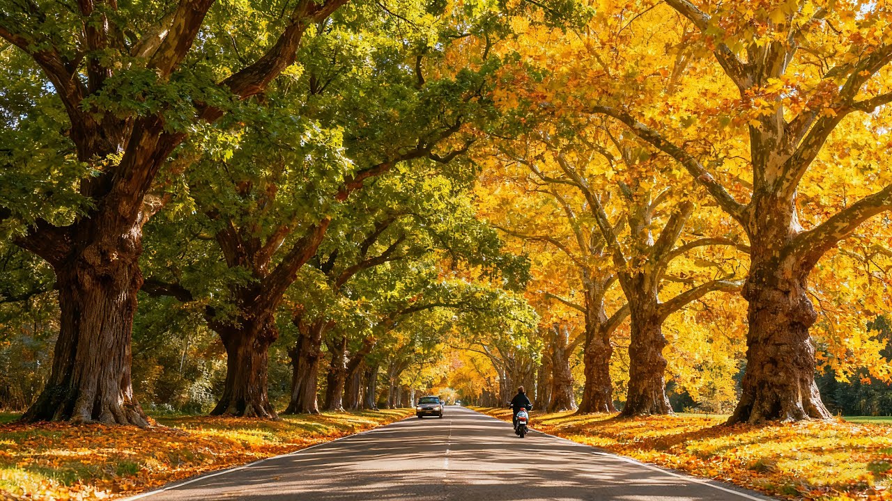 Driving along the most beautiful sycamore-lined avenue - Wenyu Road ...
