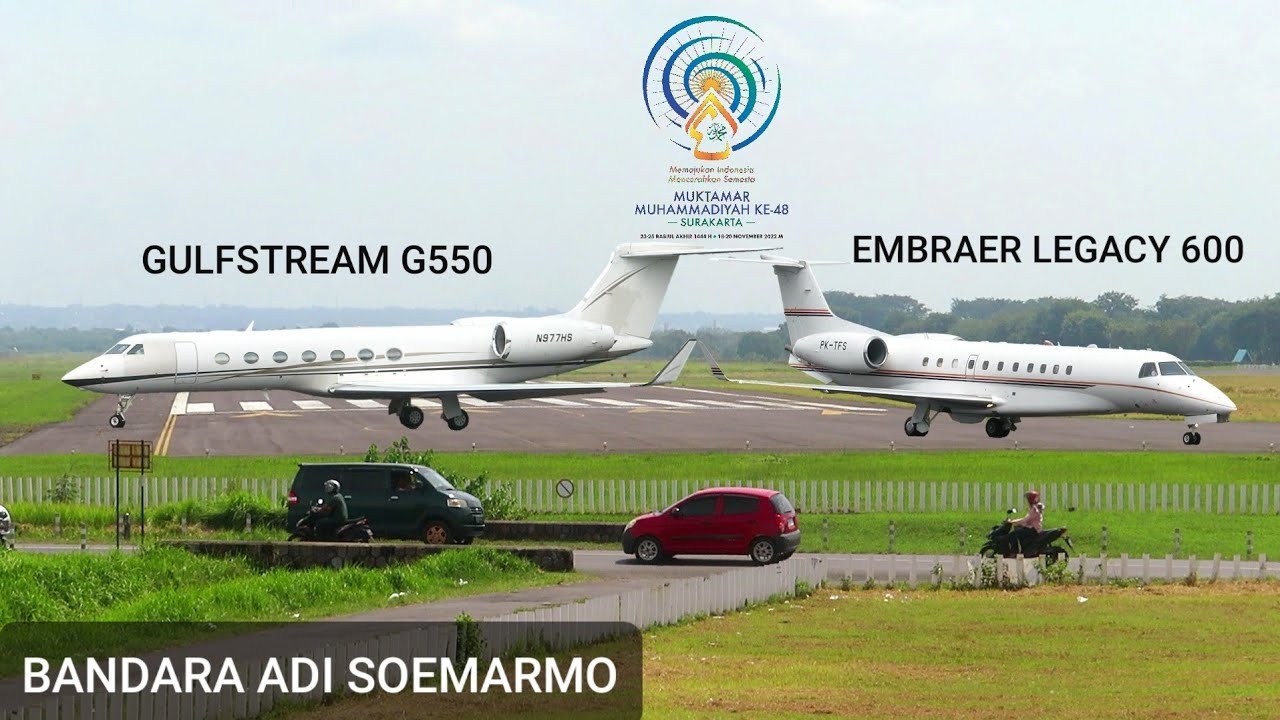 SUARA MENGGELEGAR!!! GULFSTREAM G550 VS EMBRAER LEGACY 600 TAKE OFF DI ...