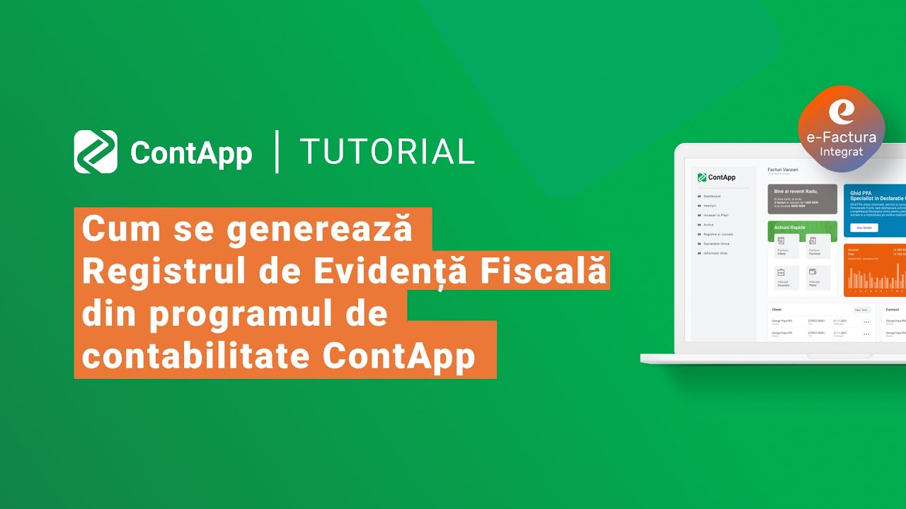Cum se generează Registrul de Evidență Fiscală din ContApp - YouTube