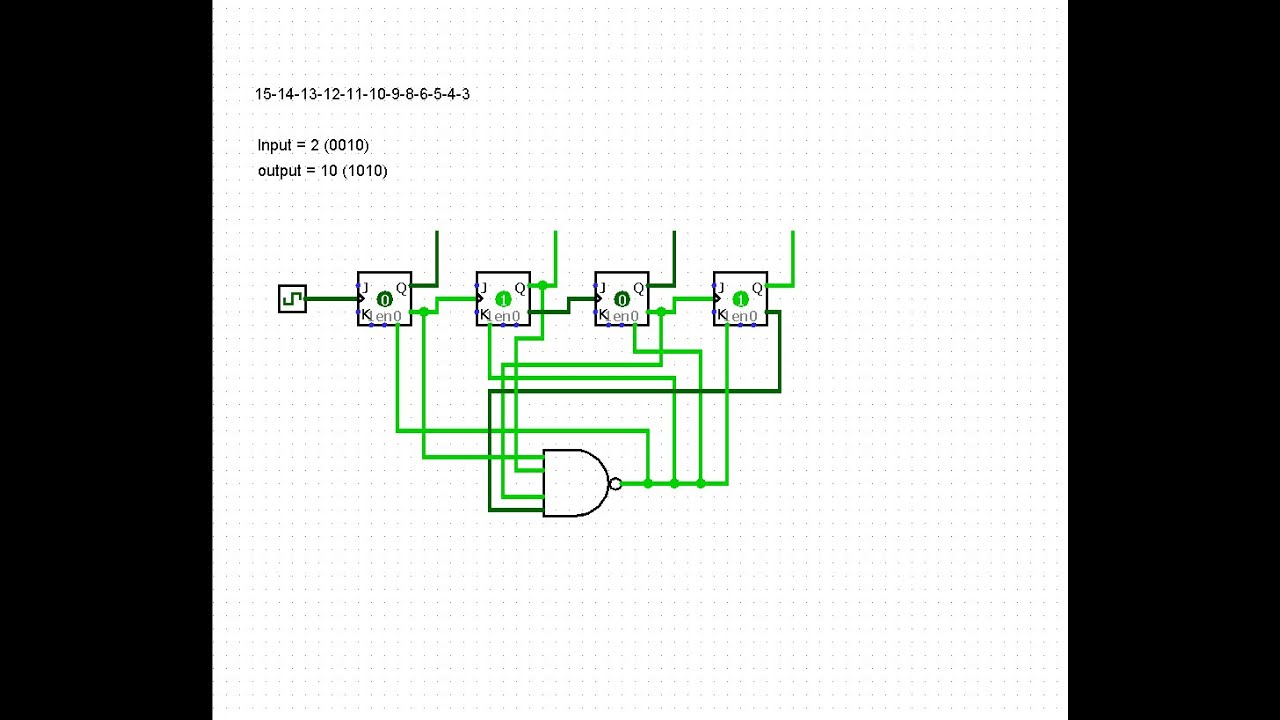 SIMULASI RANGKAIAN COUNTER ASINKRON 4-BIT - YouTube