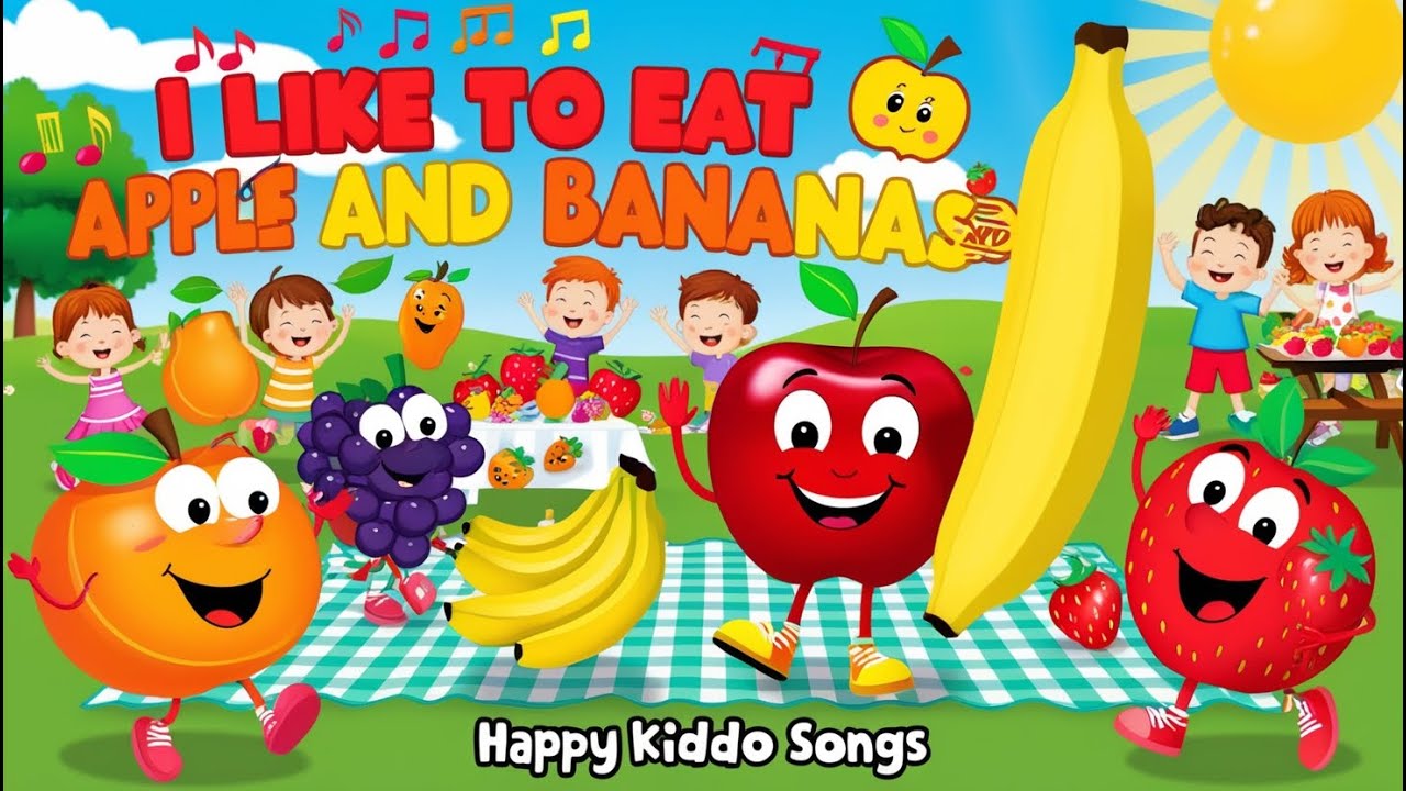 🎵 I Like to Eat Apples and Bananas 🍎🍌 | Fun Kids Song by Happy Kiddo ...