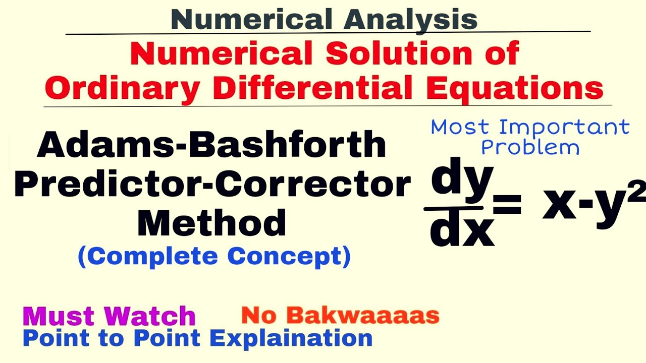 11 Adams Bashforth Predictor Corrector Method Complete Concept And Problem 1 Numerical