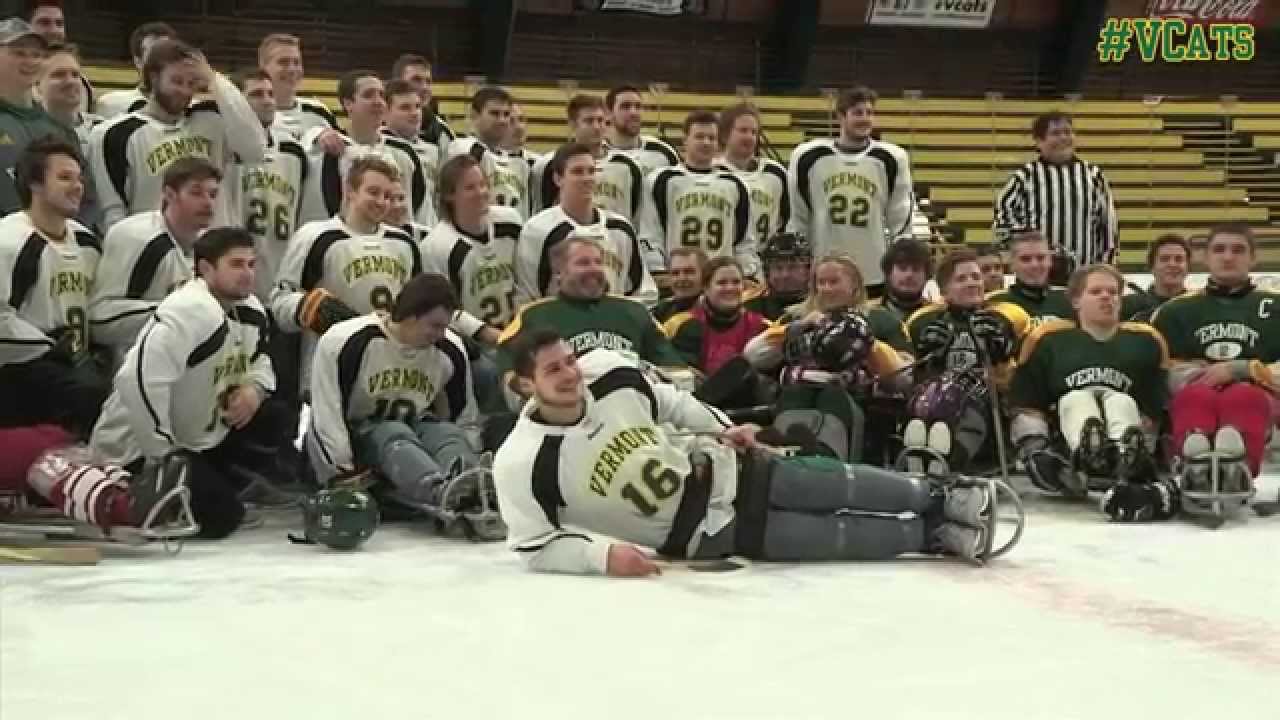 Cats in the Community: Men's Hockey Takes On the Sled Cats - YouTube