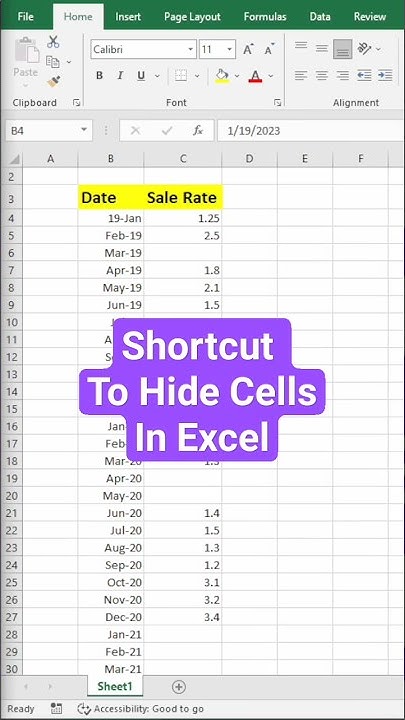 Shortcut | Hide Cells in Excel #shorts #excel #exceltutorial - YouTube